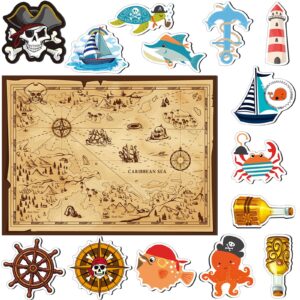 15 pcs cruise door decorations magnetic ocean animal cabin cruise door decorations magnetic summer pirate theme car fridge magnet for carnival cruise door refrigerator door or cars (pirate style)