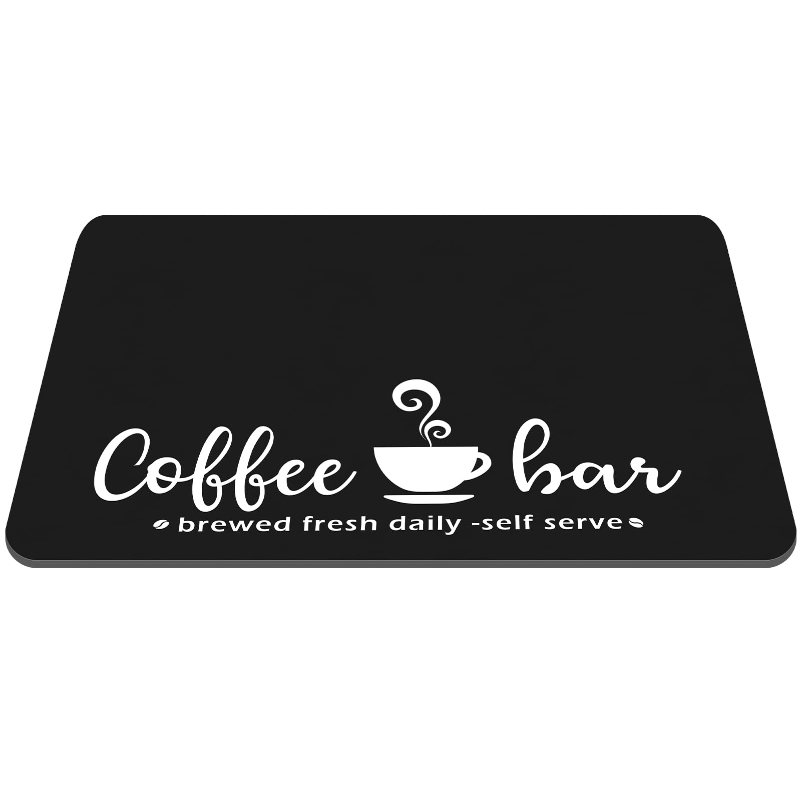 Queekay Coffee bar mat 24" x 16" Coffee mat for countertop Coffee placemats Coffee bar Accessories Coffee Pot mat Hide Stain Rubber Backed Absorbent Dish Drying Mat (Stylish Pattern)