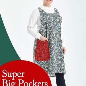 APRONNER Big Plus Size Aprons for Women with Pockets Cotton Linen Baking Kitchen Cooking Pastoral Style