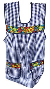 cuitáxi traditional mexican apron for women with pockets beautiful flower embroidery - mandiles para mujer mexicanos mandil