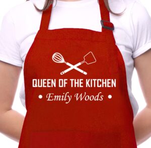 custom apron for women and mom, cooking apron with custom name, women kitchen gifts for mother and grandma, birthday, thanksgiving, mothers day from husban daughter son sister, personalized mom gifts