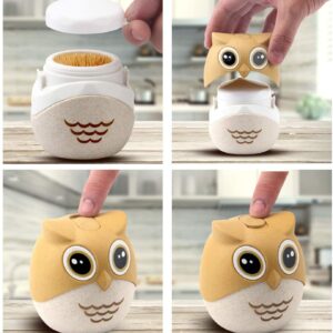 Cute Toothpick Holder Dispenser with 100 Natural Bamboo Toothpicks, Awsaccy Portable Plastic Funny Decorative Toothpick Container Storage Box for Kitchen Restaurant Party Car, Unique Gift Idea (Owl)