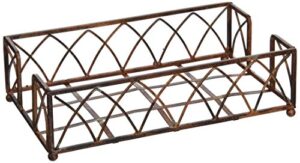 boston international arch design guest towel napkin holder caddy, 9 x 5.25-inches, aged chestnut