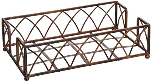 Boston International Arch Design Guest Towel Napkin Holder Caddy, 9 x 5.25-Inches, Aged Chestnut