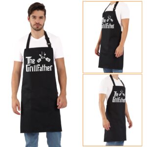 ALIPOBO Funny Grill Aprons for Men Dad - The Grillfather Apron - Funny Chef Cooking Grilling BBQ Apron with 2 Pockets - Birthday Father's Day Christmas Gifts for Dad, Step Dad, Father in Law, Husband