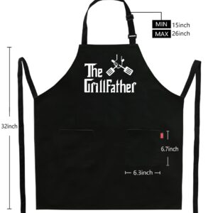 ALIPOBO Funny Grill Aprons for Men Dad - The Grillfather Apron - Funny Chef Cooking Grilling BBQ Apron with 2 Pockets - Birthday Father's Day Christmas Gifts for Dad, Step Dad, Father in Law, Husband