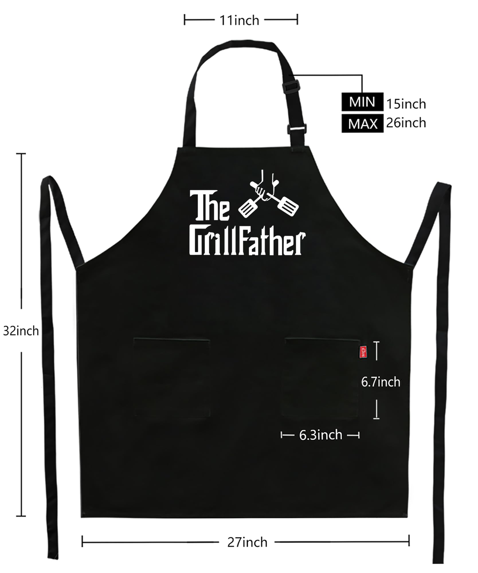 ALIPOBO Funny Grill Aprons for Men Dad - The Grillfather Apron - Funny Chef Cooking Grilling BBQ Apron with 2 Pockets - Birthday Father's Day Christmas Gifts for Dad, Step Dad, Father in Law, Husband