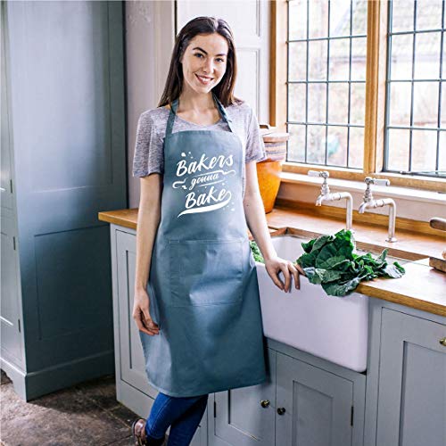 Saukore Funny Baking Aprons for Women Men, Cute Baking Gifts for Bakers, Kitchen Cooking Apron with 2 Pockets - Birthday Housewarming Mother's Day Gifts for Mom Wife Husband Dad Son Sister