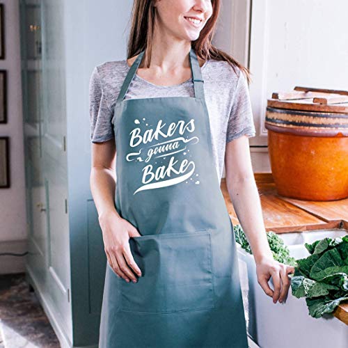 Saukore Funny Baking Aprons for Women Men, Cute Baking Gifts for Bakers, Kitchen Cooking Apron with 2 Pockets - Birthday Housewarming Mother's Day Gifts for Mom Wife Husband Dad Son Sister