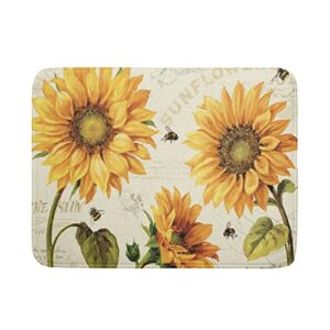 sunflower bee dish drying mat for kitchen counter decor 18x24 inch floral absorbent reversible microfiber dish drying pad flower dish drainer rack mats for coffee bar