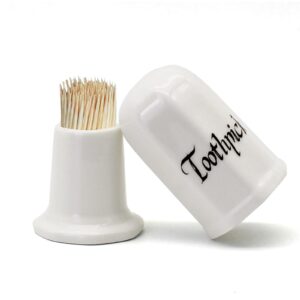 tsoncr toothpick holder, toothpick dispenser with lid, ceramic tooth pick holder, toothpicks container case cute toothpick organizer for home, kitchen, restaurant (white)