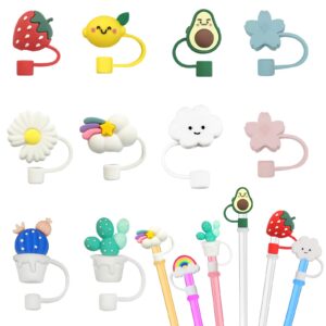 silicone straw plug, drinking straw cover reusable straw covers cap, reusable drinking straw tips lids, silicone straw tips cover, dust-proof straw plugs for 6-8 mm straws (plant)