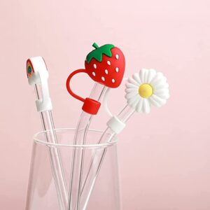 Silicone Straw Plug, Drinking Straw Cover Reusable Straw Covers Cap, Reusable Drinking Straw Tips Lids, Silicone Straw Tips Cover, Dust-proof Straw Plugs for 6-8 mm Straws (plant)