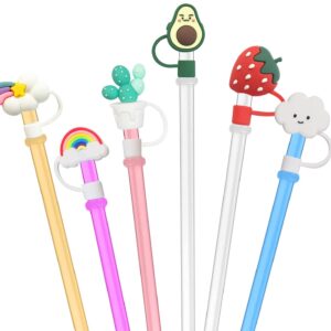 Silicone Straw Plug, Drinking Straw Cover Reusable Straw Covers Cap, Reusable Drinking Straw Tips Lids, Silicone Straw Tips Cover, Dust-proof Straw Plugs for 6-8 mm Straws (plant)