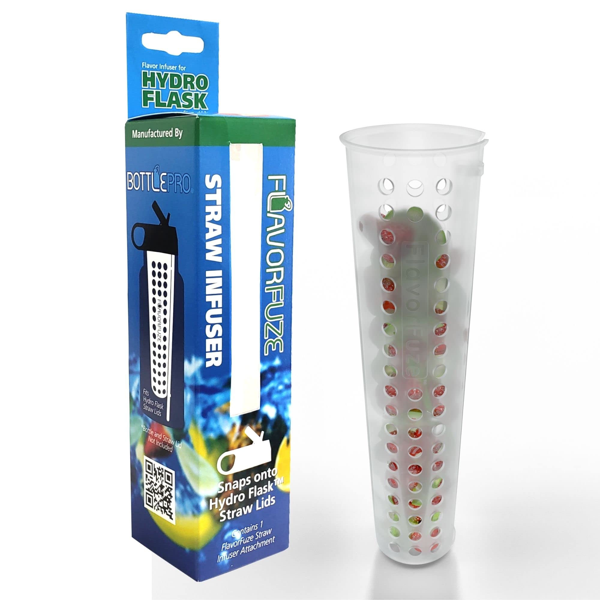 FlavorFuze Straw - Fruit Infuser Attachment, Compatible with Hydro Flask Straw Lids for 32 and 40 Ounce Wide Mouth Bottles (For Straw Lid)