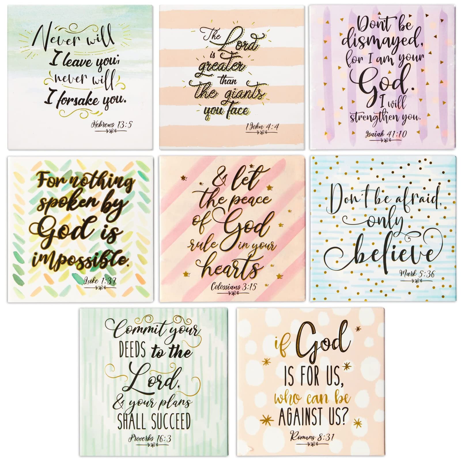 Pipilo Press 8 Pack Inspirational Bible Verse Magnets for Fridge, Christian Office Decor, Scripture Gifts (2.5 in)