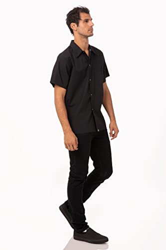 Chef Works Men's Utility Cook Shirt, Black, Large