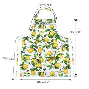 FirstKitchen Lemon Apron, Aprons for Women with Pockets, Kitchen Apron Adjustable, Cute Chef Apron for Cooking, Baking, Summer, Outdoor, Garden for Mothers Day, Wedding Gift, 30x25