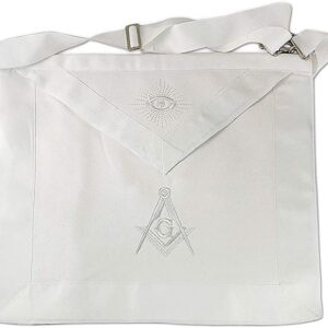 master mason white embroidered apron white ribbon