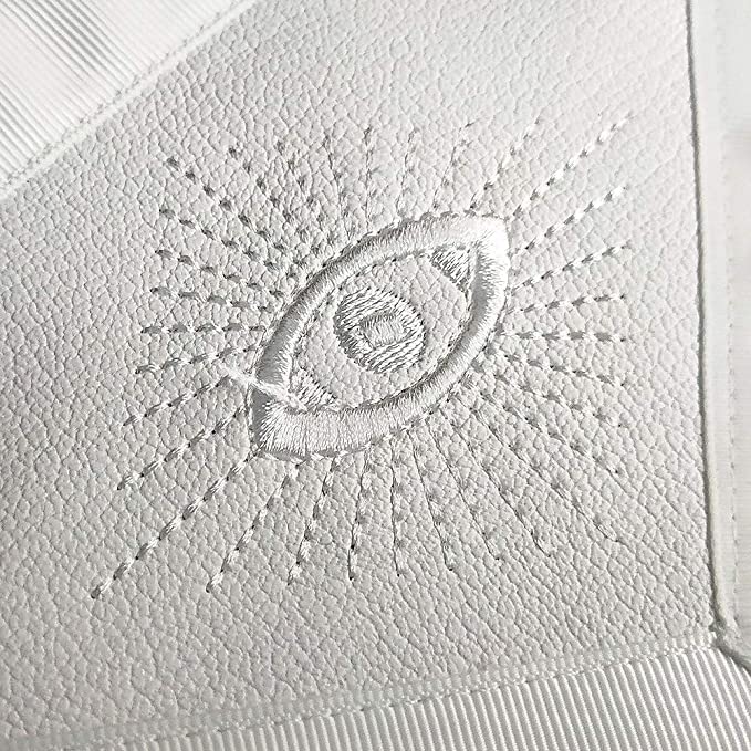 master mason white embroidered apron white ribbon