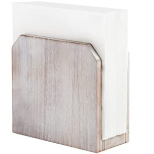 nelybet napkin holder for table, acacia wooden napkin holders for kitchen, rustic farmhouse napkin holder for kitchen dining room table decor, distressed wooden napkin holder white 5.5" x 5.1"