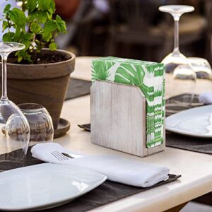 NelyBet Napkin Holder for Table, Acacia Wooden Napkin Holders for Kitchen, Rustic Farmhouse Napkin Holder for Kitchen Dining Room Table Decor, Distressed Wooden Napkin Holder White 5.5" x 5.1"