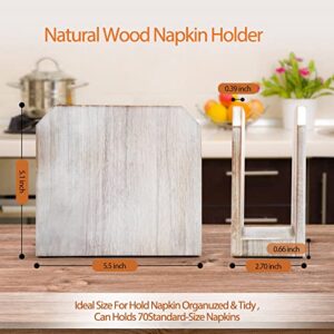 NelyBet Napkin Holder for Table, Acacia Wooden Napkin Holders for Kitchen, Rustic Farmhouse Napkin Holder for Kitchen Dining Room Table Decor, Distressed Wooden Napkin Holder White 5.5" x 5.1"