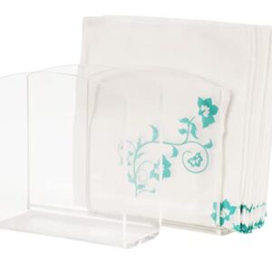 Dino74 Modern Clear Acrylic Napkin Holder Pack of 2-5x5x0.2Inch Crystal Freestanding Tissue Towel Dispenser Organizer for Kitchen Countertop, Bathroom Decor, Dining Table or Restaurant