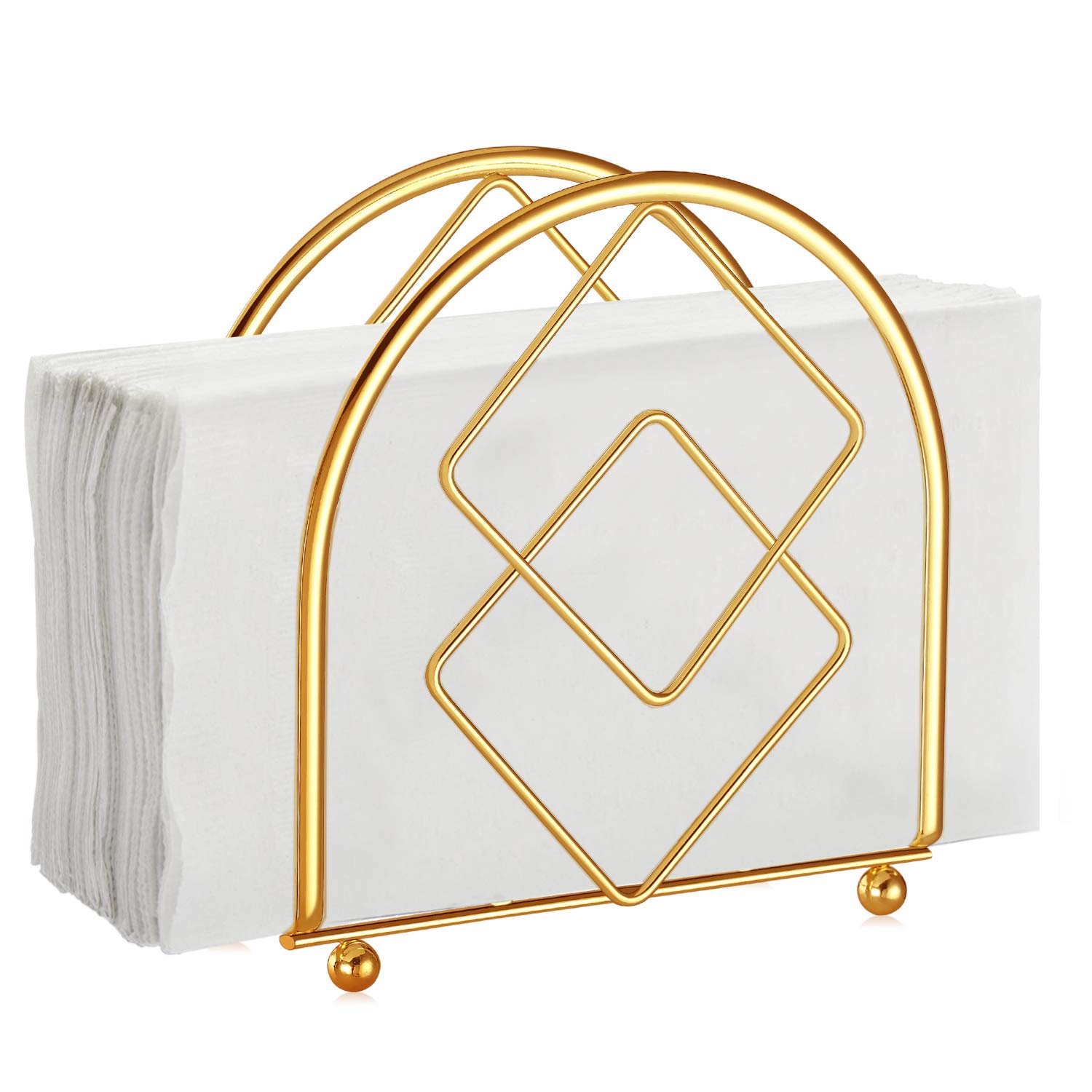 Vertical Napkin Holder for Dining Table Décor, Freestanding Metal Paper Holder for Kitchen Countertop, Heavy Duty Napkin Paper Organizer, Durable Tissue Dispenser Stand for Home Restaurant, Gold