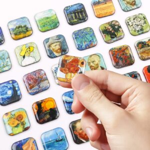 MORCART 30Pack Decorative Magnets Art Fridge Magnets Cute Refrigerator Magnets Glass Magnets for Locker Whiteboard School Office and Kitchen (Vangogh)