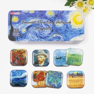 MORCART 30Pack Decorative Magnets Art Fridge Magnets Cute Refrigerator Magnets Glass Magnets for Locker Whiteboard School Office and Kitchen (Vangogh)