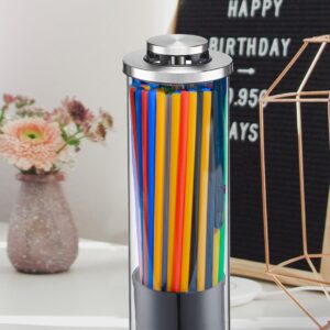 Straw Holder Dispenser for Counter - Clear Glass Drinking Straw Container with Lid - 2 Straw Covers and 35 PCS Straws include by BIGINIWA