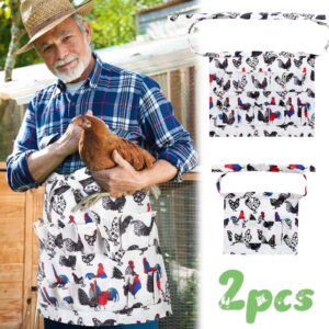 2 Pieces Chicken Egg Apron, Adult and Kid Size, 12 Deep Pockets Hen Duck Goose Eggs Holder Aprons Eggs Collecting Gathering Holding Apron for Farmhouse Kitchen Home Workwear