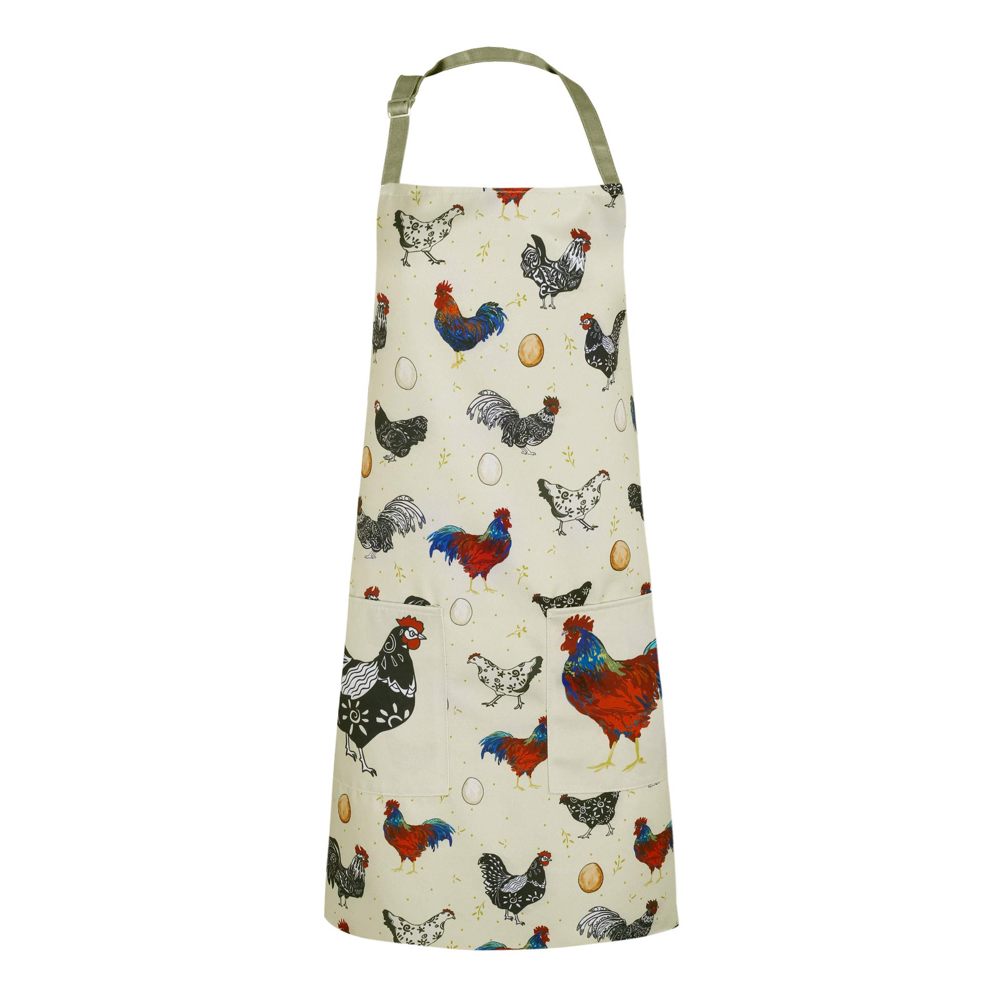 RosieLily Rooster Apron Chicken Apron for Women Beige Apron with Pockets for Cooking Baking Gardening Cute Rooster Gifts for Women Chicken Gift for Chicken Lovers Farm Thanksgiving Easter Holiday