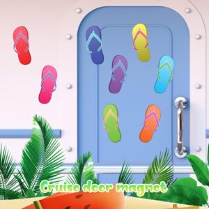 Kanayu 8 Pcs Cruise Door Magnets Cruise Door Magnetic Decorations Flip Flop Cabin Ship Hawaii Sea Car Fridge Magnet Stickers Decor for Summer Beach Carnival