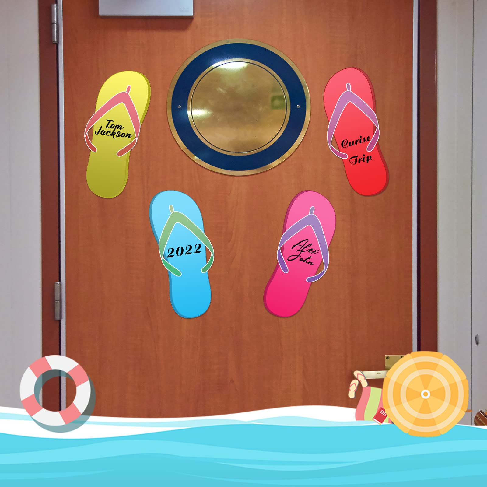 Kanayu 8 Pcs Cruise Door Magnets Cruise Door Magnetic Decorations Flip Flop Cabin Ship Hawaii Sea Car Fridge Magnet Stickers Decor for Summer Beach Carnival