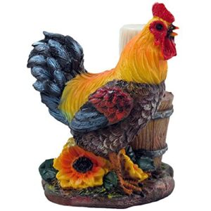 Farm Rooster and Old Fashioned Water Pail Toothpick Holder Set Figurine in Country Kitchen or Bar Chicken Decor, Sculptures and Statuettes and Rustic Gifts for Farmers