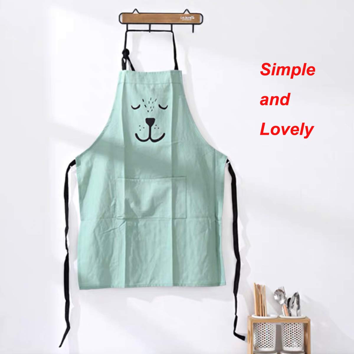 HILLHOME 2 Pack Cotton Adjustable Parent and Child Apron with Pockets Great Gift For Adult and Kid Baking,Painting,Mommy and Me Matching Set