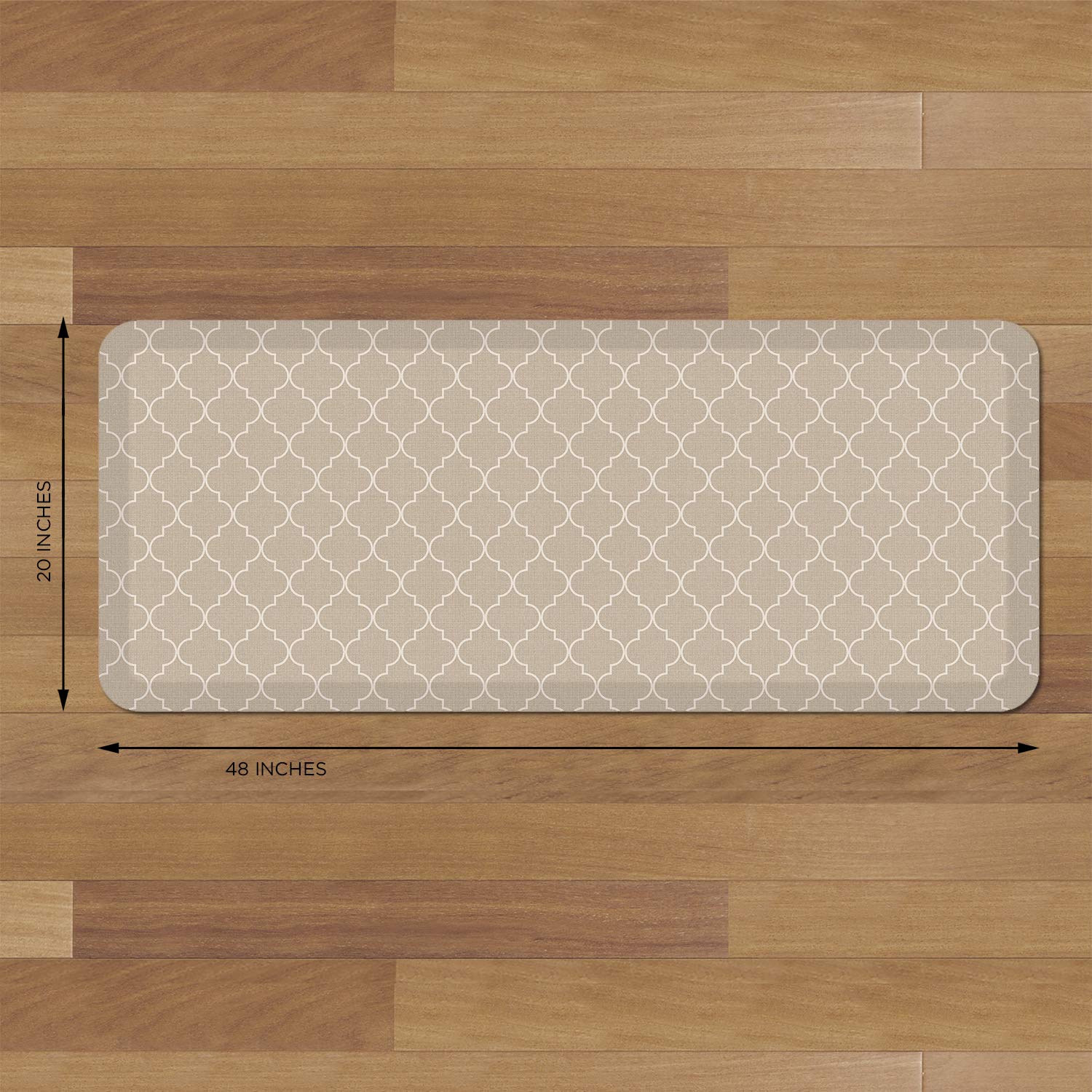 NewLife by GelPro Anti-Fatigue Designer Comfort Kitchen Floor Mat, 20x48" , Trellis Khaki Stain Resistant Surface with 3/4” Thick Ergo-foam Core for Health and Wellness