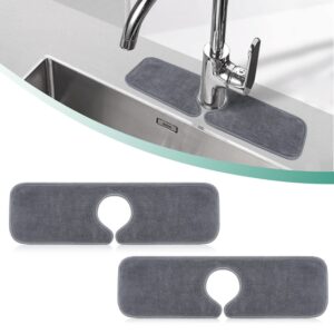 sink splash guard behind faucet: lopnur kitchen faucet absorbent mat, faucet mat for kitchen sink, microfiber cloth faucet splash catcher machine washable (2 pack, 17.7''x4.5'')