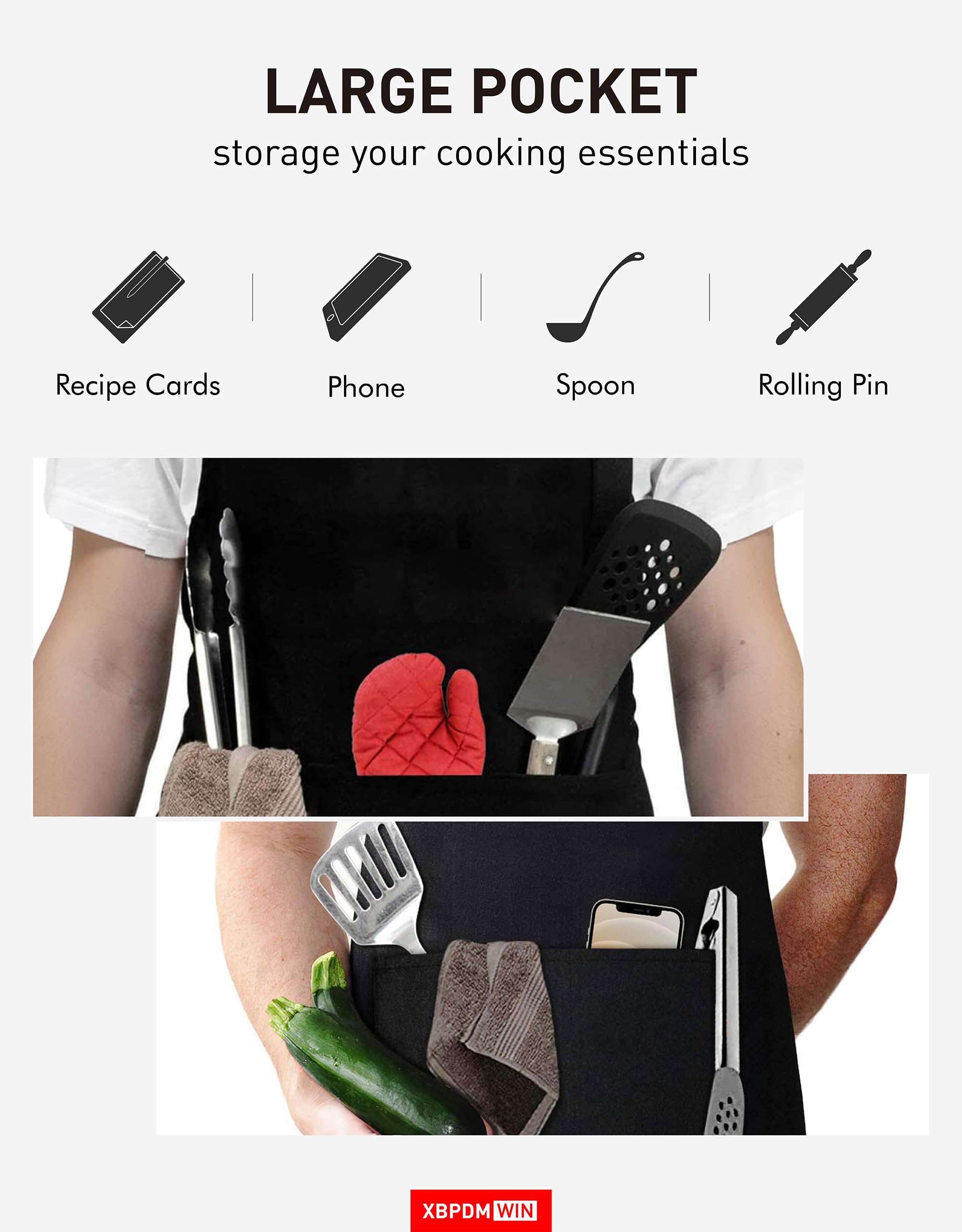 XBPDMWIN Funny Cooking Aprons for Men - I Like My Butt Rubbed and My Pork Pulled - Grilling BBQ Apron for Mens with 2 Pockets - Birthday Gifts for Men, Husband, Boyfriend, Guy, Dad, Friends, Him