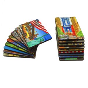 18 pcs new york city serie rectancular uv printing thick wooden souvenir fridge magnets 9 pcs horizontal 9 pcs vertical, 9x6.5 cm