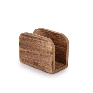 samhita burning finish mango wood napkin holders for kitchen upright paper napkin storage dispenser house, party, restaurant, hotel, cafe, bar (5.5"x 2.5"x 4")