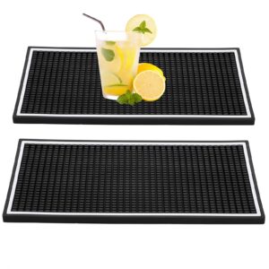 jucoan 2 pack bar mat, 12 x 6 x 0.4 inch thicken rubber bar service mat, heavy duty anti-slip countertop drink spill mats for coffee shops, bar, home and hotel