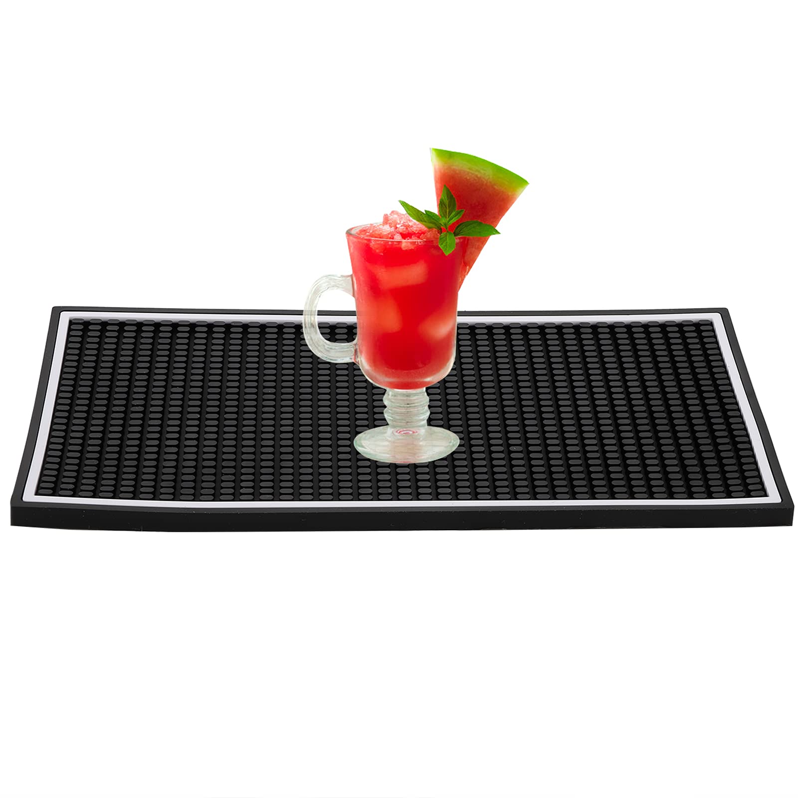 Jucoan 2 Pack Bar Mat, 12 x 6 x 0.4 Inch Thicken Rubber Bar Service Mat, Heavy Duty Anti-Slip Countertop Drink Spill Mats for Coffee Shops, Bar, Home and Hotel