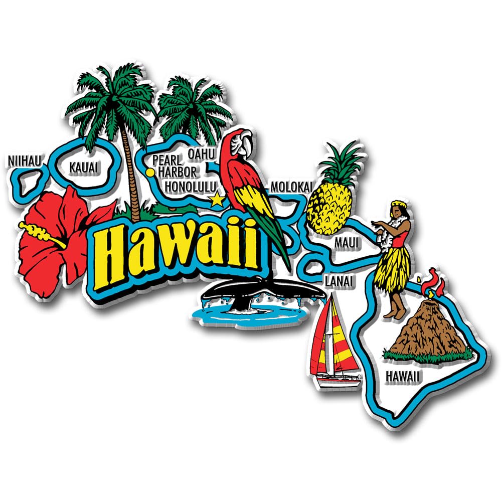 Hawaii Jumbo State Magnet by Classic Magnets, 4.7" x 3.6", Collectible Souvenirs Made in The USA