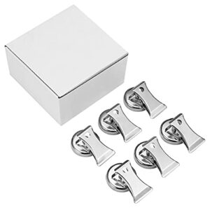 6 pcs Magnetic Clips for Refrigerator&Whiteboard, Heavy-Duty Stainless Steel Magnet Clips, 32mm Fridge Magnets Memo Note Clips, Suitable for Office and Kitchen