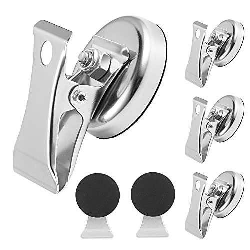 6 pcs Magnetic Clips for Refrigerator&Whiteboard, Heavy-Duty Stainless Steel Magnet Clips, 32mm Fridge Magnets Memo Note Clips, Suitable for Office and Kitchen