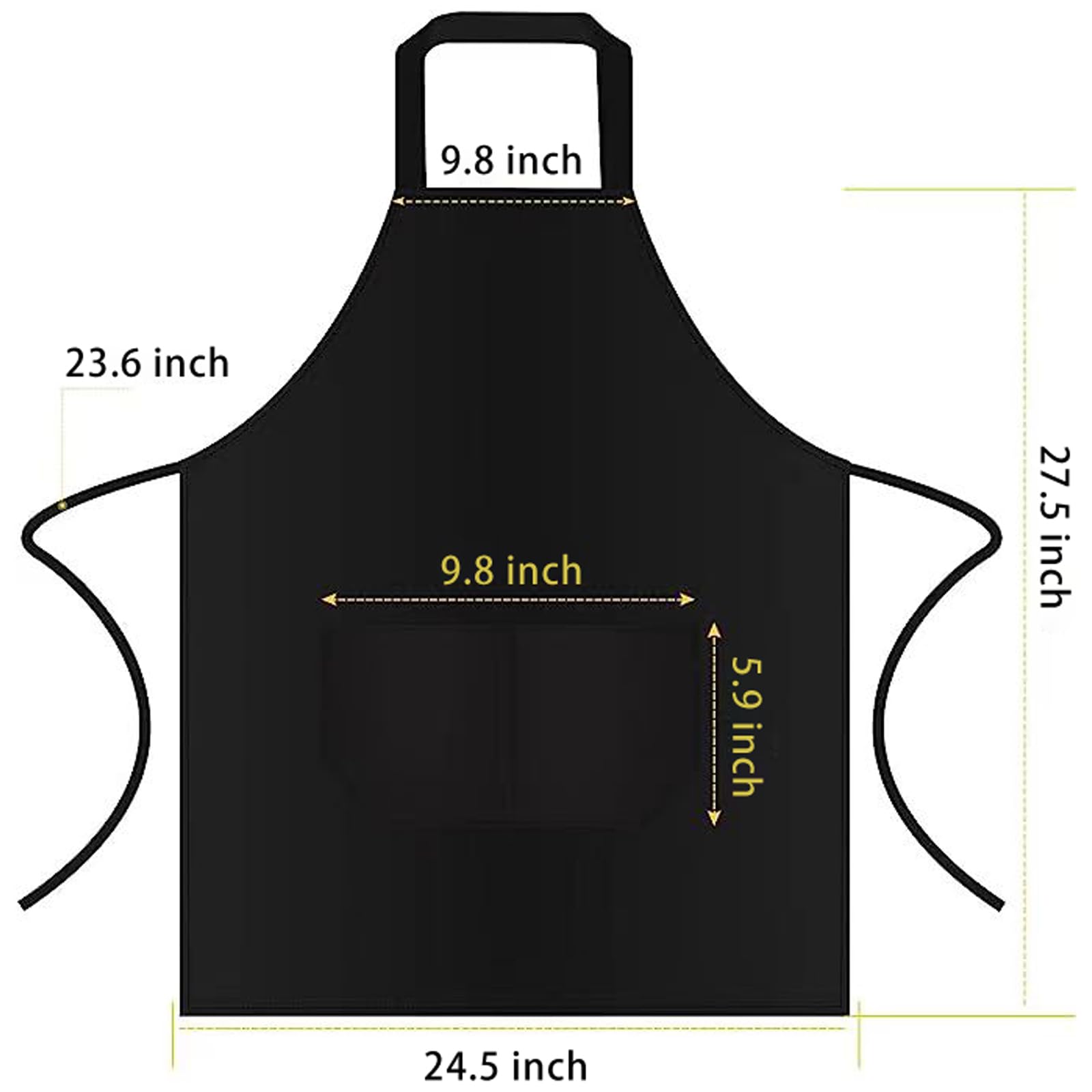 TFJAYTOO 3 Packs Chef Aprons, Black Waterproof Apron, Adjustable Apron with 2 Pockets for Men and Women, Professional Apron for Kitchen Cooking, Gardening, Painting etc.