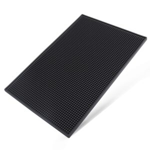 facmogu 18 x 12 inch rubber bar mats, black heavy duty bar mat pvc rubber wet dish drying spill matting non slip heat resistant for ktv bar glass, restaurant, home counters